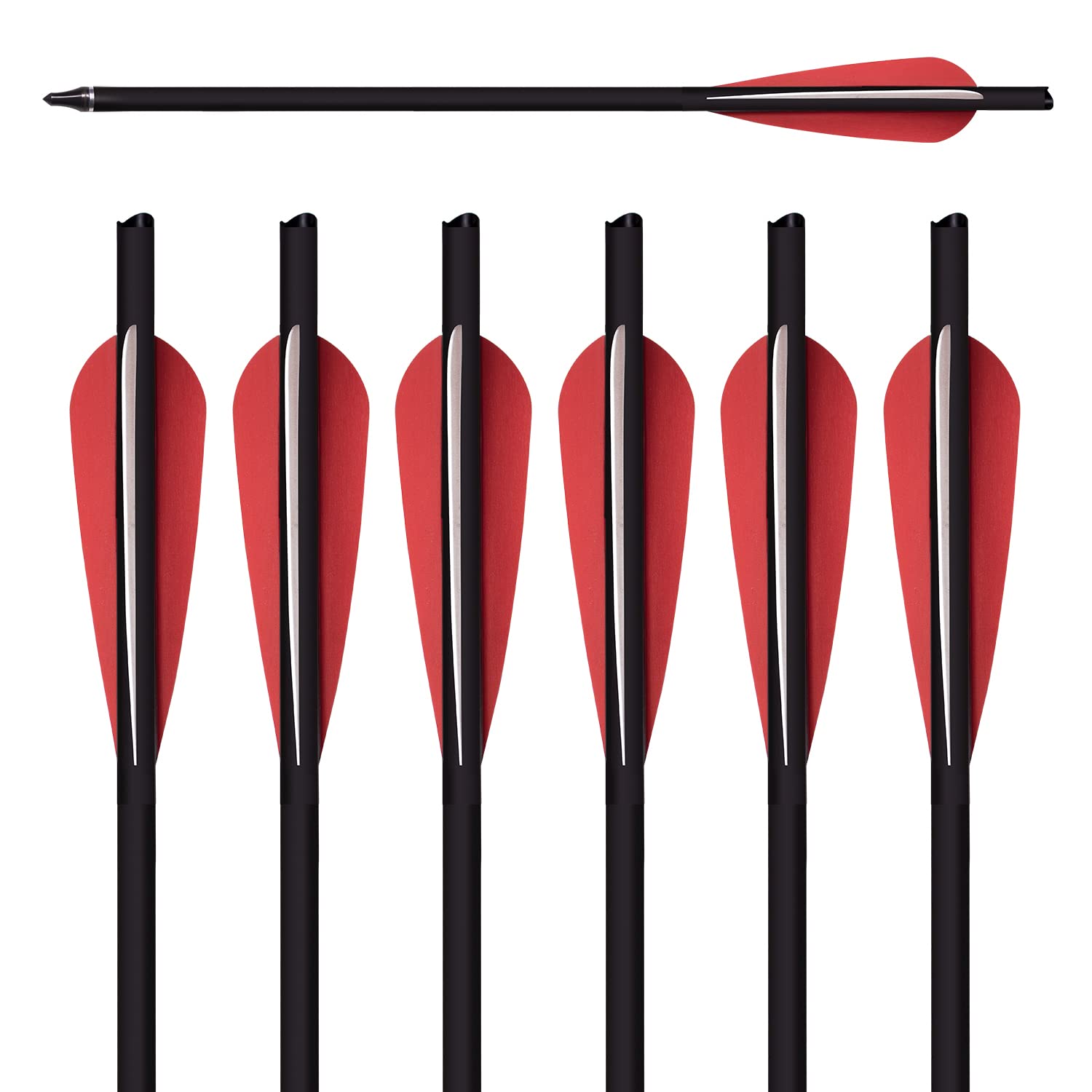 ALBERTU Archry Sharly 20'' Carbon Crossbow Arrows Half-Moon Nocks with Replacement Screw-in Field Points 12 Pack
