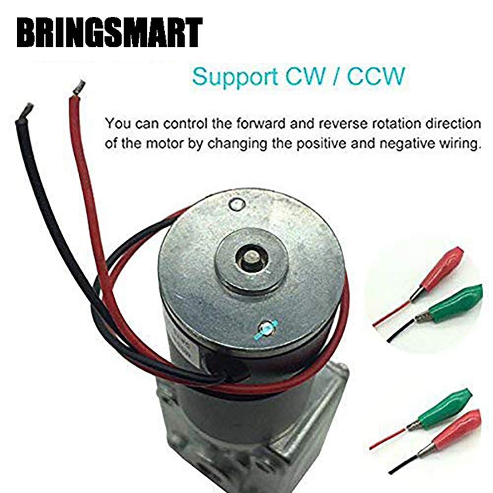 BRINGSMART 12V 12rpm DC Worm Gear Motor 70kg.cm High Torque Self-Locking Reversed Mini Turbine Geared Motor for DIY Robot Rotating Table Door Lock Curtain Machine (12V 12rpm)