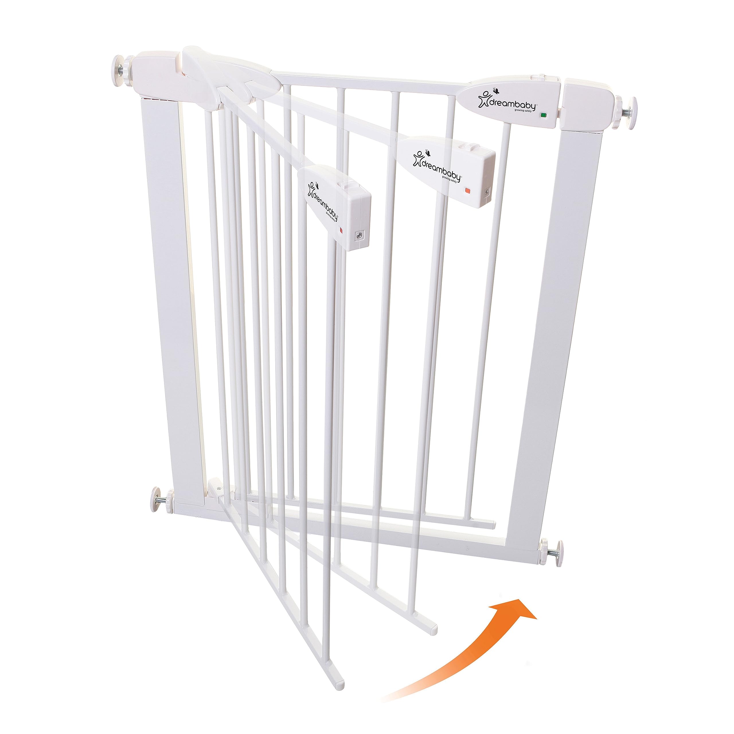 Dreambaby Boston Magnetic Auto Close Baby Gate - Indoor Safety Gates - Fits Opening from 24.25-26.5inch Wide & 29inch Tall - with Smart Stay Open Feature - White
