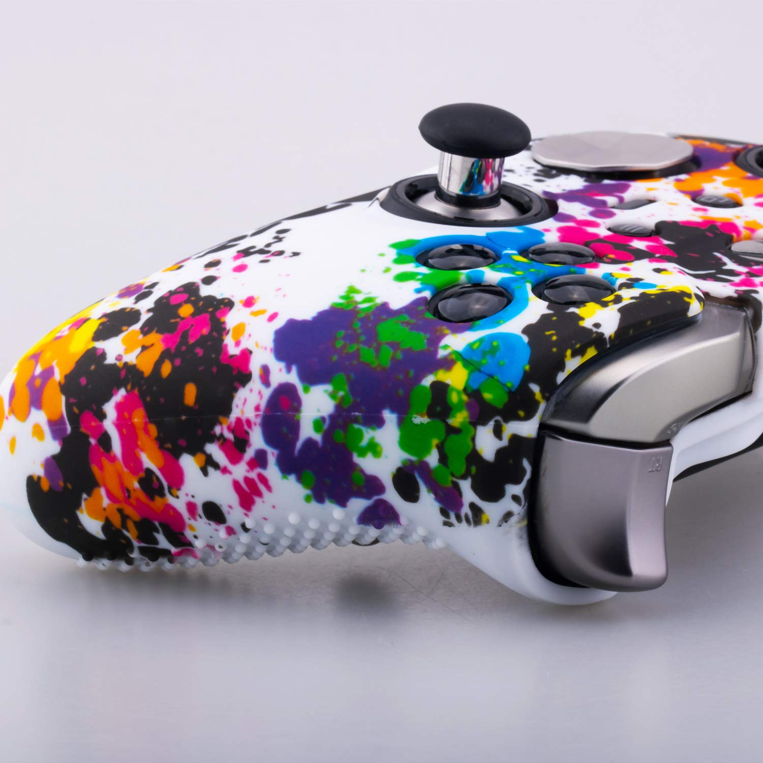 9CDeer 1 x Protective Customize Transfer Print Silicone Cover Skin Graffiti + 6 Thumb Grips Analog Caps for [Xbox One Elite] Controller Compatible with Official Stereo Headset Adapter