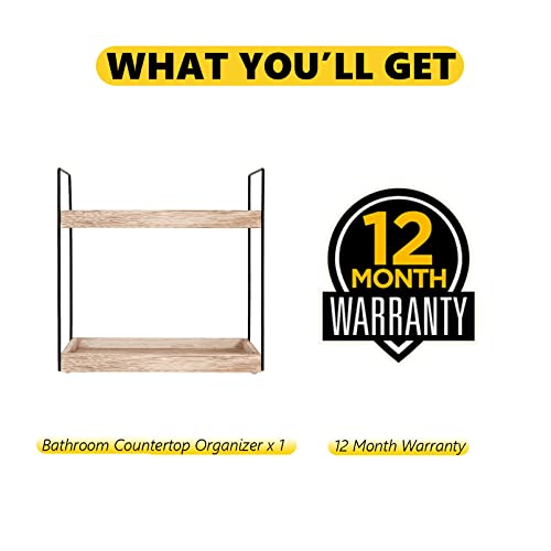 Bathroom Counter Organizer, Vanity Organizers and Storage Tray, Bathroom Countertop Shelf, Bathroom Under Sink Organizer, Rustic Bathroom Kitchen Coffee Station Decor (2 Tier)