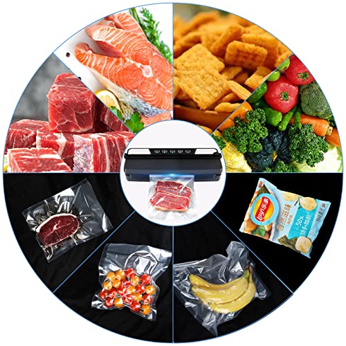 Food Vacuum Sealer 8 PCS Food Vacuum Sealer Machine 8 in 1 Automatic Vacuum Sealer with Cutter&Dry&Moist Vacuum and Seal and 3 Rolls Bags Starter Kits for Home and Kitchen