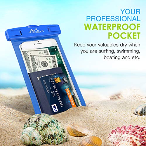 MoKo Waterproof Phone Pouch Holder [4 Pack], Underwater Phone Case Bag with Lanyard Compatible with iPhone 14 13 12 11 Pro Max X/Xr/Xs Max/SE 3, Samsung S21/S10/S9