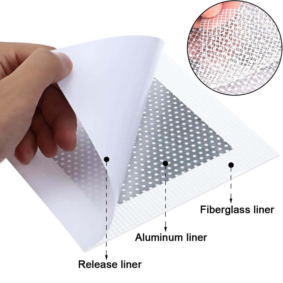 8 Pieces Aluminum Wall Patch Kit 6 Pcs Self-Adhesive Drywall Repair Mesh Board with Scraper and Sanding Paper for Covering Wall Cracks Holes Blemishes