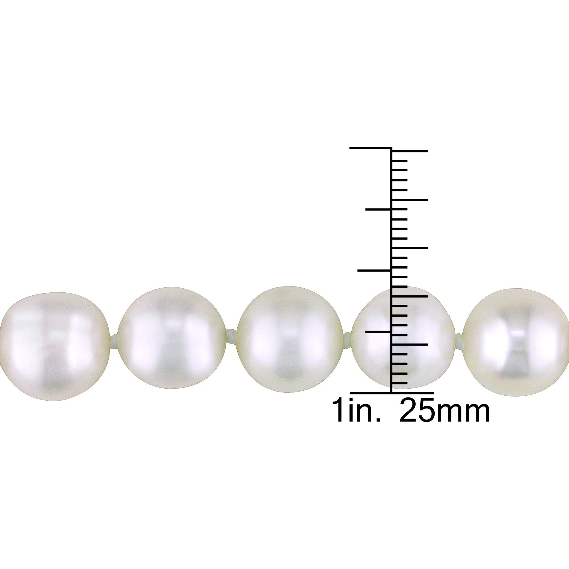 Abbie+Cleo Cultured Freshwater Oval White Pearl Strand Necklace with Sterling Silver Ball Clasp (10-11mm), 18in