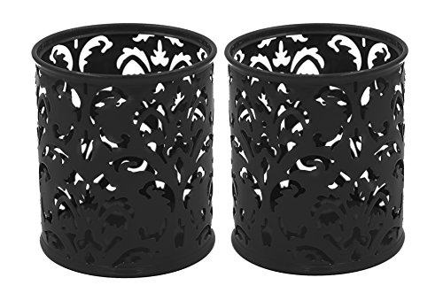 EasyPAG 2 Pack Pen Holder Desk Organizer Pen Pencil Cup Marker Holder Makeup Brush Holders,Black