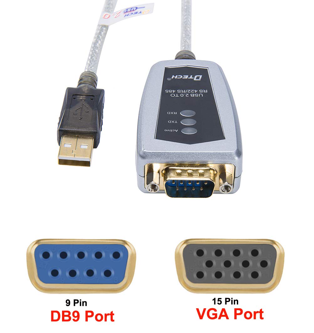 DTECH USB to RS422 RS485 Serial Port Converter Adapter Cable with FTDI Chip Supports Windows 11 10 8 7 XP Mac -1.5 Feet
