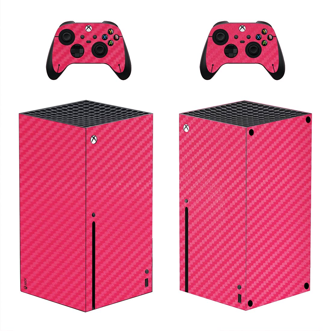 Adventure Games - Carbon Fiber, Hot Pink - Vinyl Console Skin Decal Sticker + 2 Controller Skins Set - Compatible with Xbox SERIES X