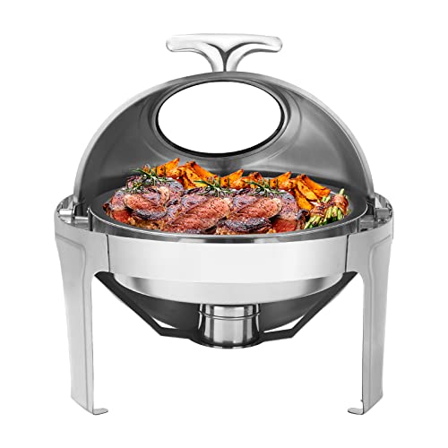 BriSunshine 6L Chafing Dish Buffet Set, Stainless Steel Chafing Dishes with Roll Top Lid, Buffet Servers and Warmers for Parties Catering Event