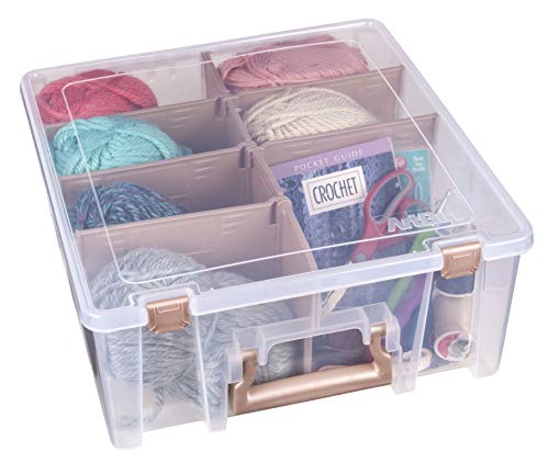 ArtBin Super Satchel Compartment Box - Stackable Durable Art Storage with 8 Removable Compartments, Smart Closure, and Portable Design for Craft Supplies, Threads, Ribbons, Paint Tubes