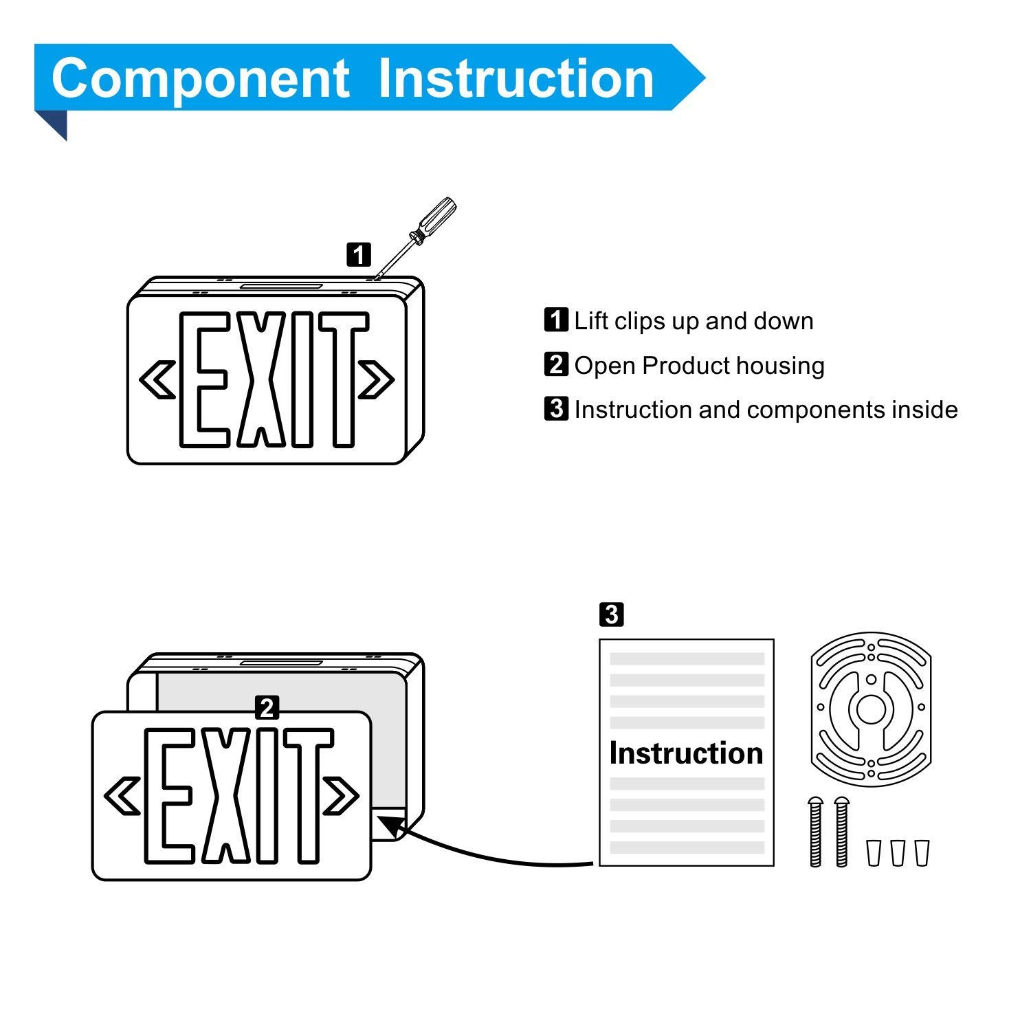 SPECTSUN 4 PACK Red LED Emergency Exit Signs & Battery Backup-UL Certification Hardwired Combo Exit Sign, 120V/277V Exit Sign with Arrow, Business Exit lighting Sign, lobby/Building/Room
