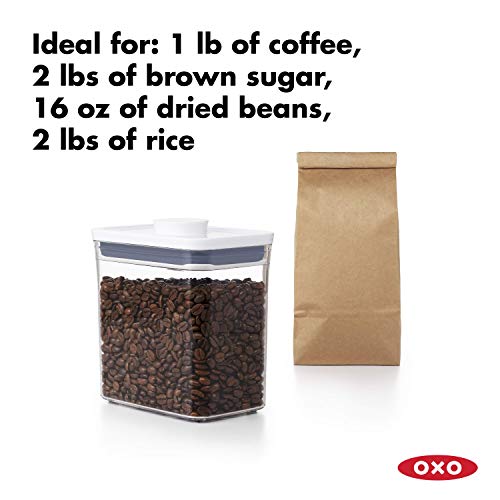 OXO Good Grips POP Container β Airtight 1.7 Qt for Coffee and More Food Storage, Rectangle, Clear & Good Grips POP Container Coffee Scoop, Clear