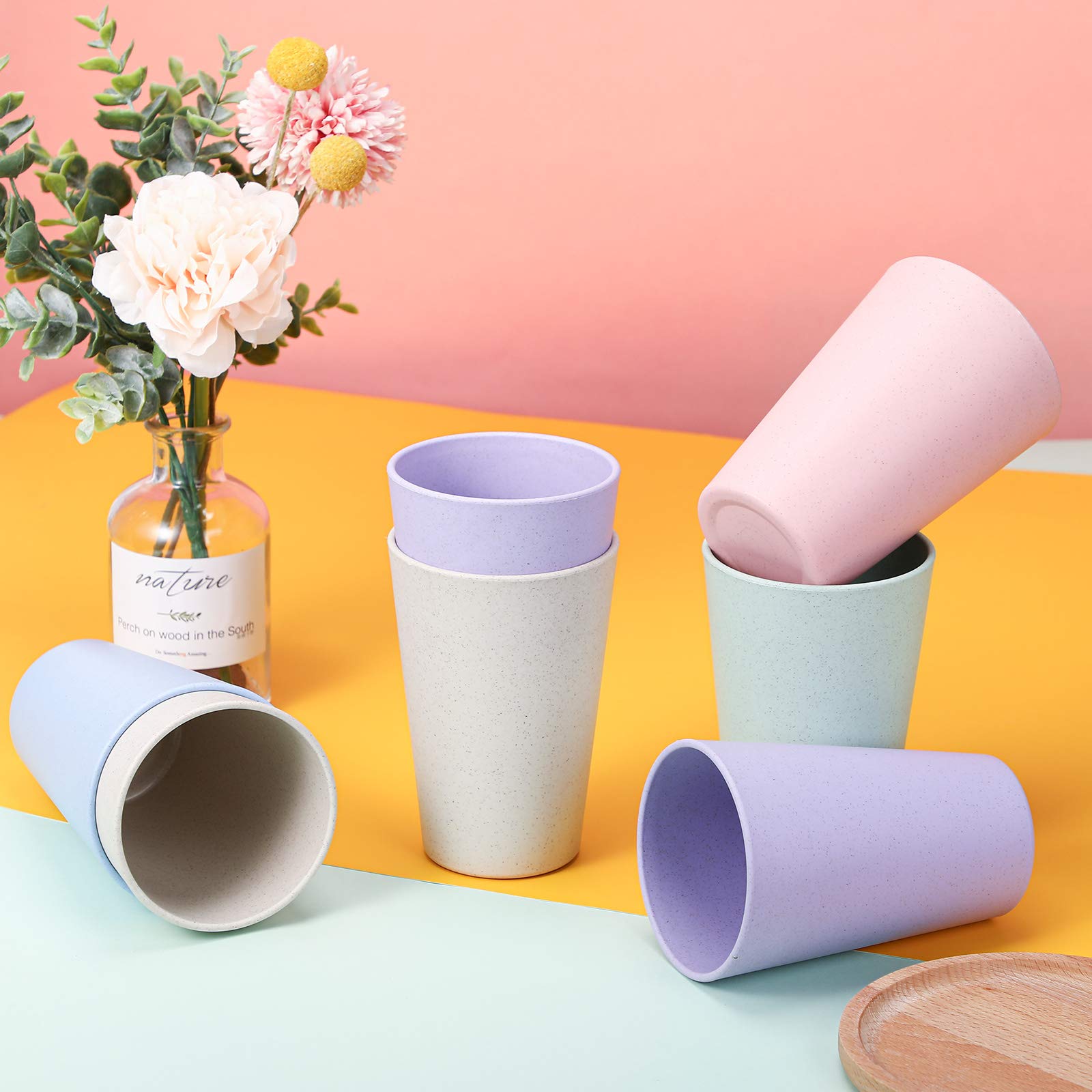 8 Pieces Colorful Drinking Cups 16 oz Unbreakable Reusable Drinking Cup Stackable Healthy Tumbler Water Coffee Milk Tea Cups for Home Kitchen Parties Camping Supply