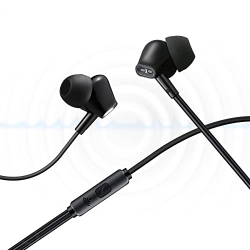 Aylaa Wired Earbuds Headphones with Microphone Noise Isolating Stereo Bass in-Ear Earphones – for Smartphones, Tablets, Schools, Ipads, Multiuse - 3.5mm Plug in Audio Jack - Black