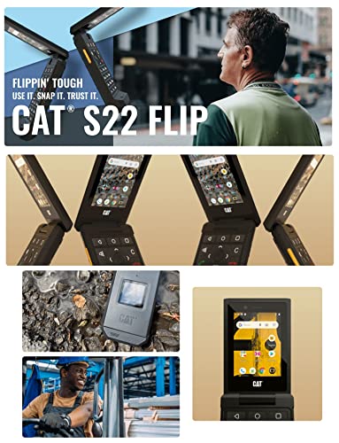 Cat S22 Flip (16GB) 2.8" Touchscreen, Android 11, IP68 Water Resistant, 4G LTE GSM (T-Mobile Unlocked for MetroPCS, Global) (Black)
