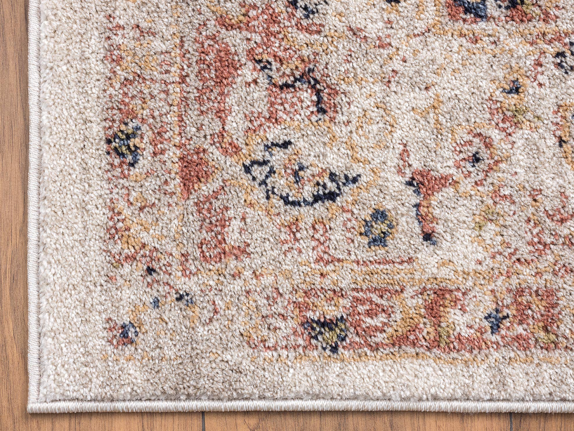 Abani Traditional Cream & Beige Vintage 5'3" X 7'6" Area Rug, Babylon Collection - Oriental Medallion Distressed Rug, Rugs