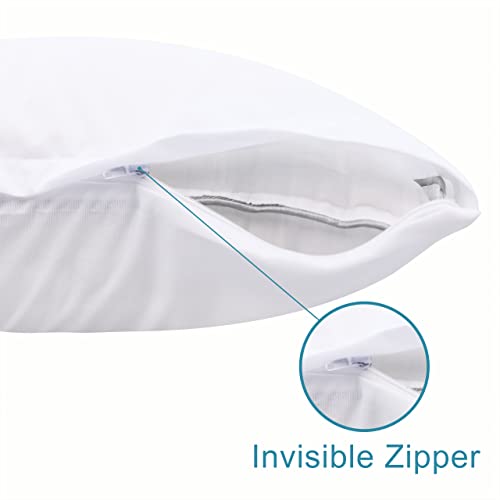 NTBAY 4 Pack Zippered Waterproof Toddler Pillow Protectors, Super Soft Quiet Zip Baby Pillow Protectors, 13x18 Inches Jersey Pure White Waterproof Pillow Cases Covers