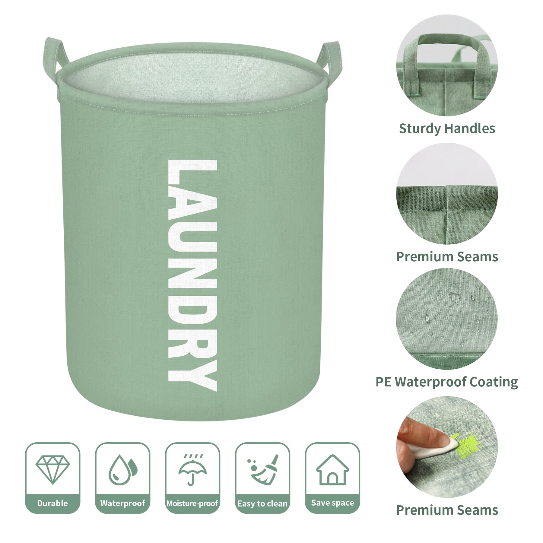 Consmos 6 Sets - 12 Pieces Collapsible Laundry Basket, Large Laundry Hamper with Handle, Freestanding Laundry Baskets Dirty Clothes Basket for Bedroom, Bathroom, Green, Dark Blue and Haze Blue