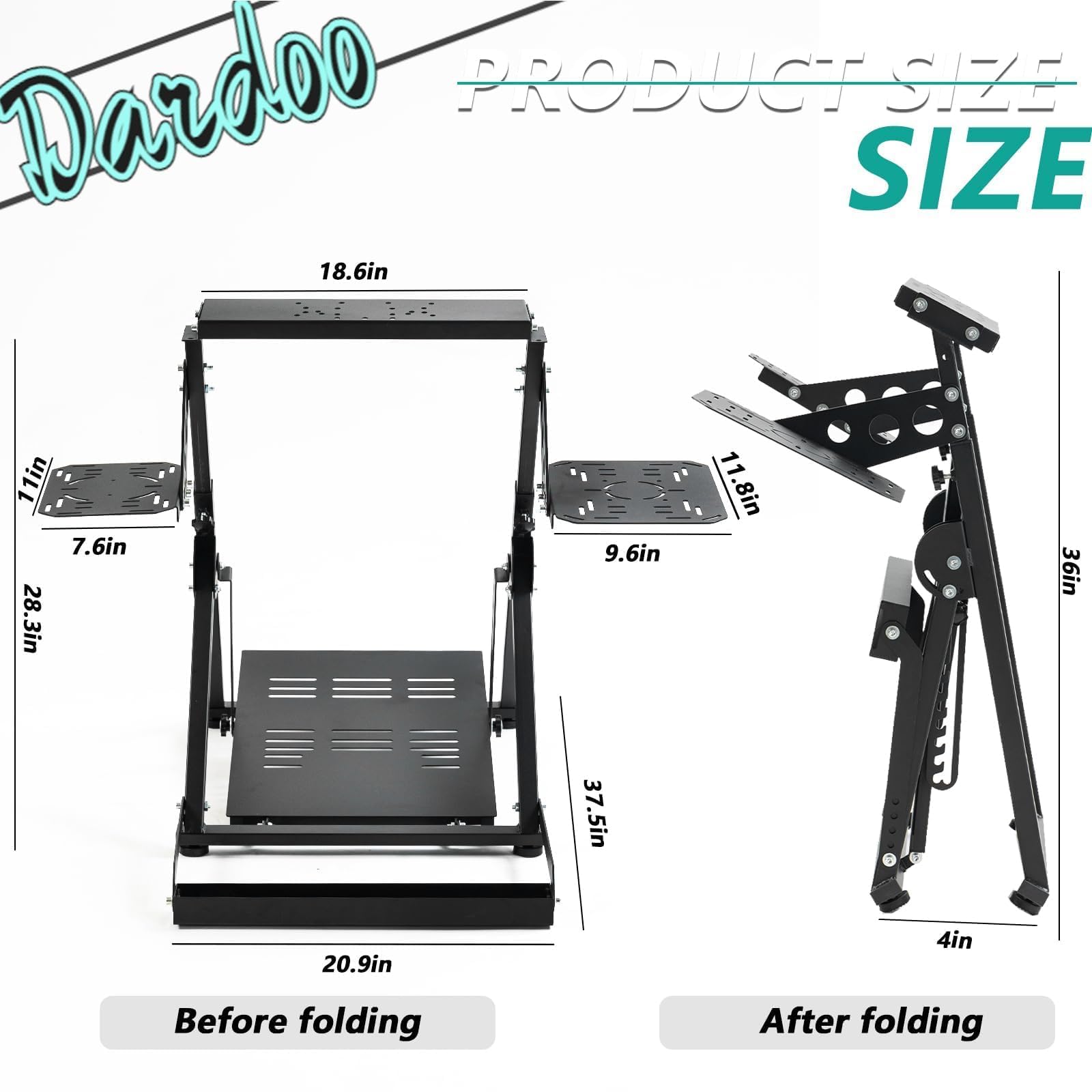 Dardoo G920 X Type Flight Racing Simulator Cockpit Frame Fit for Logitech/Thrustmaster G25 G27 G29 G923 T128X T248 T300 T458,Foldable Adjustable Driving Wheel Stand,No Wheel,Pedal,Handbrake & Shifter