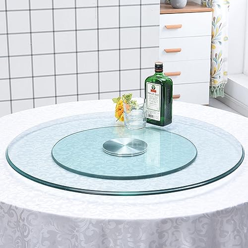 BBAUER Lazy Susan Turntable, Table Glass Turntable, Tempered Glass Lazy Susan Turntable, Round Tabletop Rotating Serving Tray for Dining Table