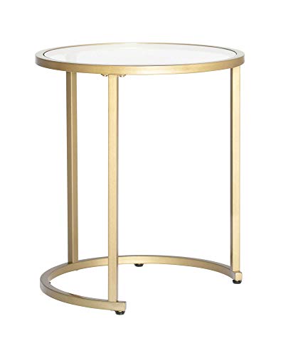 Studio Designs Home Camber Modern 20" and 14.5" Round Set of Nesting Tables in Gold/Clear Glass