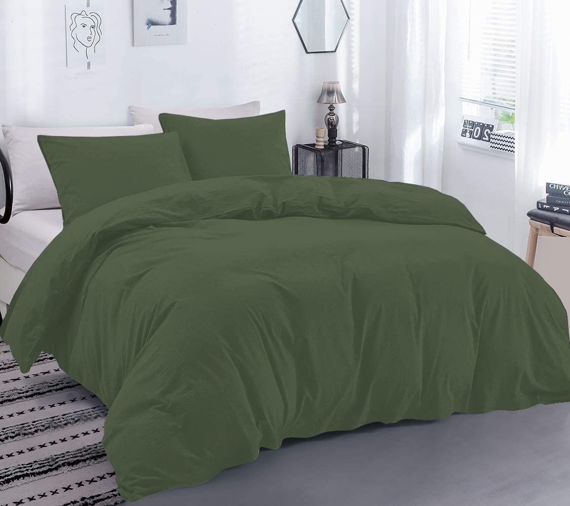 Super King Plus Size (120" x 120") Inch, 3Pcs Duvet Cover Set Zipper Closer & Corner Ties, 800 Thread Count 100% Egyptian Cotton, Duvet Cover Soft and Easy Care - Sage Solid