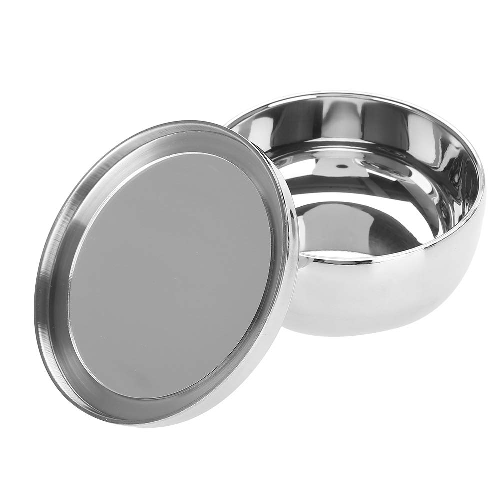 Shaving Soap Bowl, Universal Men Stainless Steel Beard Shaving Soap Bowl Shaving Mug Container With a Mirror