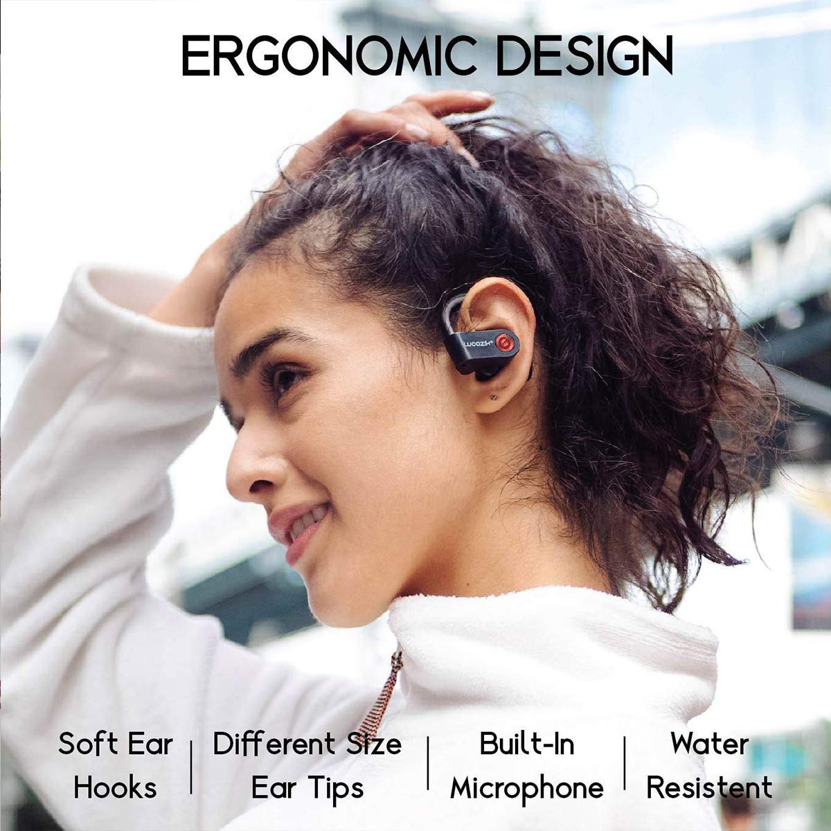 True Wireless Earbuds, Woozik Relay Wireless Headphones, Waterproof Sport TWS Headset, Stereo Earphones with Microphone, Long Playtime for Gym Running and Workouts for iOS Android