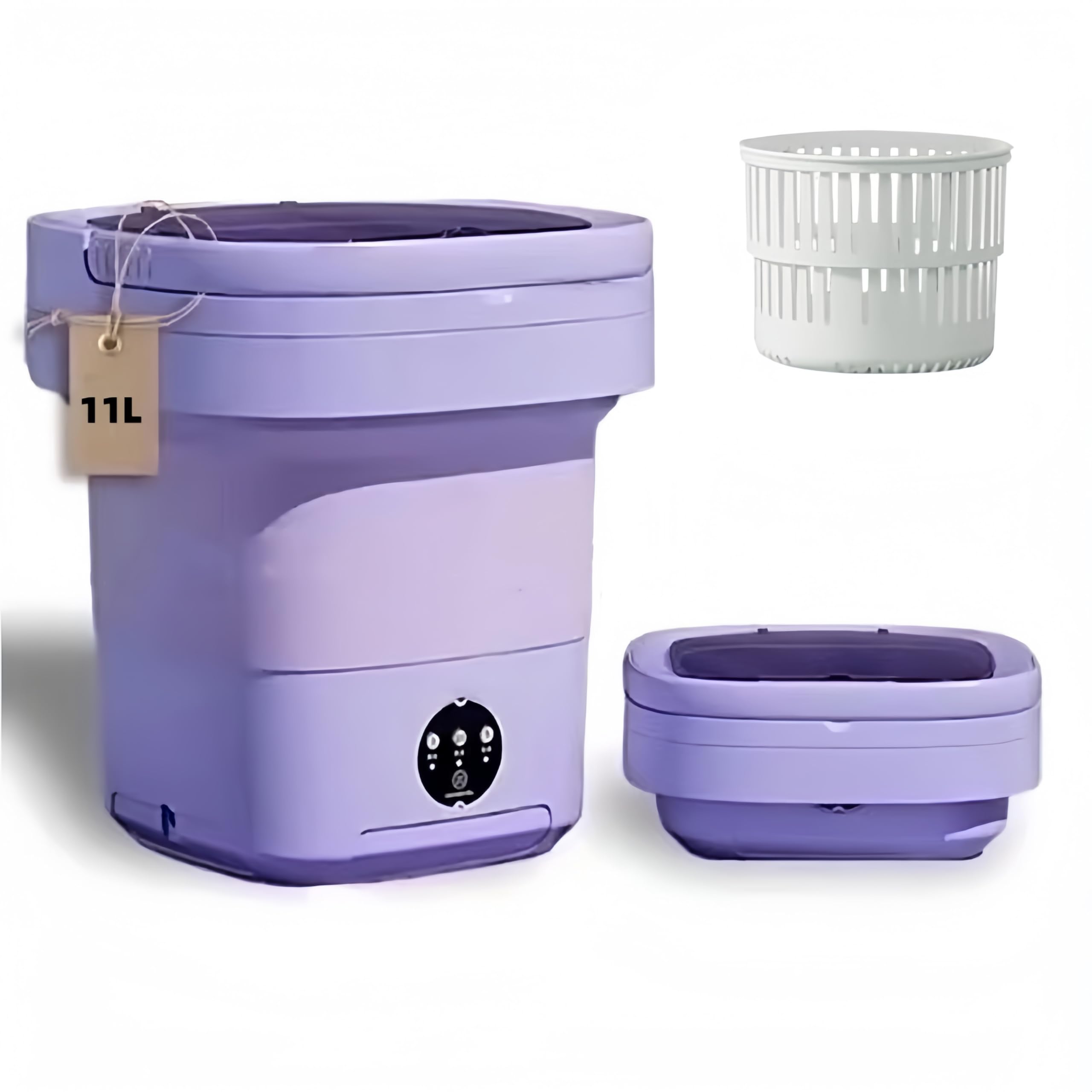 Portable washing machine.mini washing machine.11L high-capacity foldable washing machine.Deep cleaning of small clothing such as underwear and baby clothes.Suitable for camping and hotel (purple)