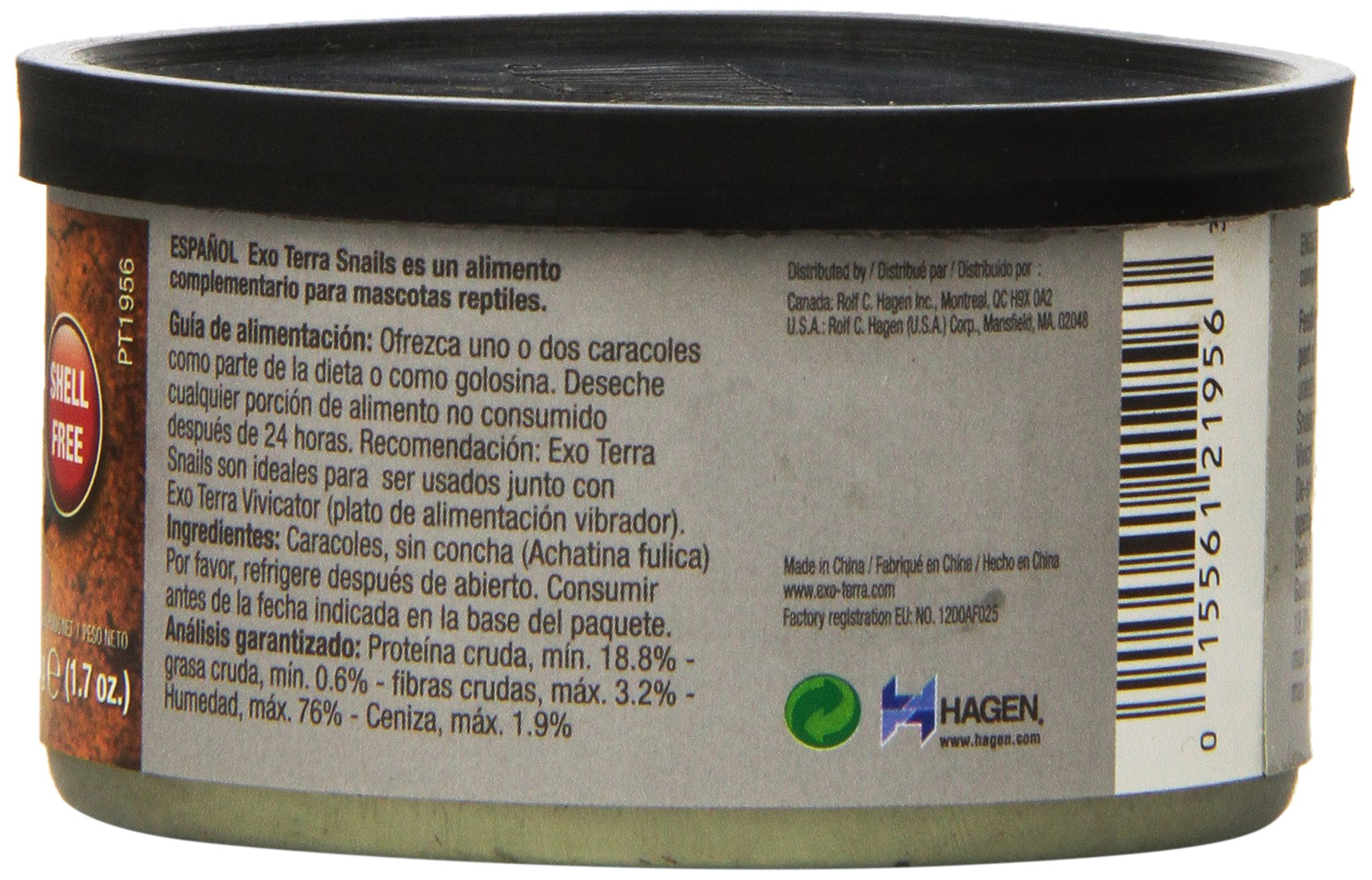 Exo Terra Specialty Reptile Food, Canned Unshelled Snails for Reptiles, PT1956