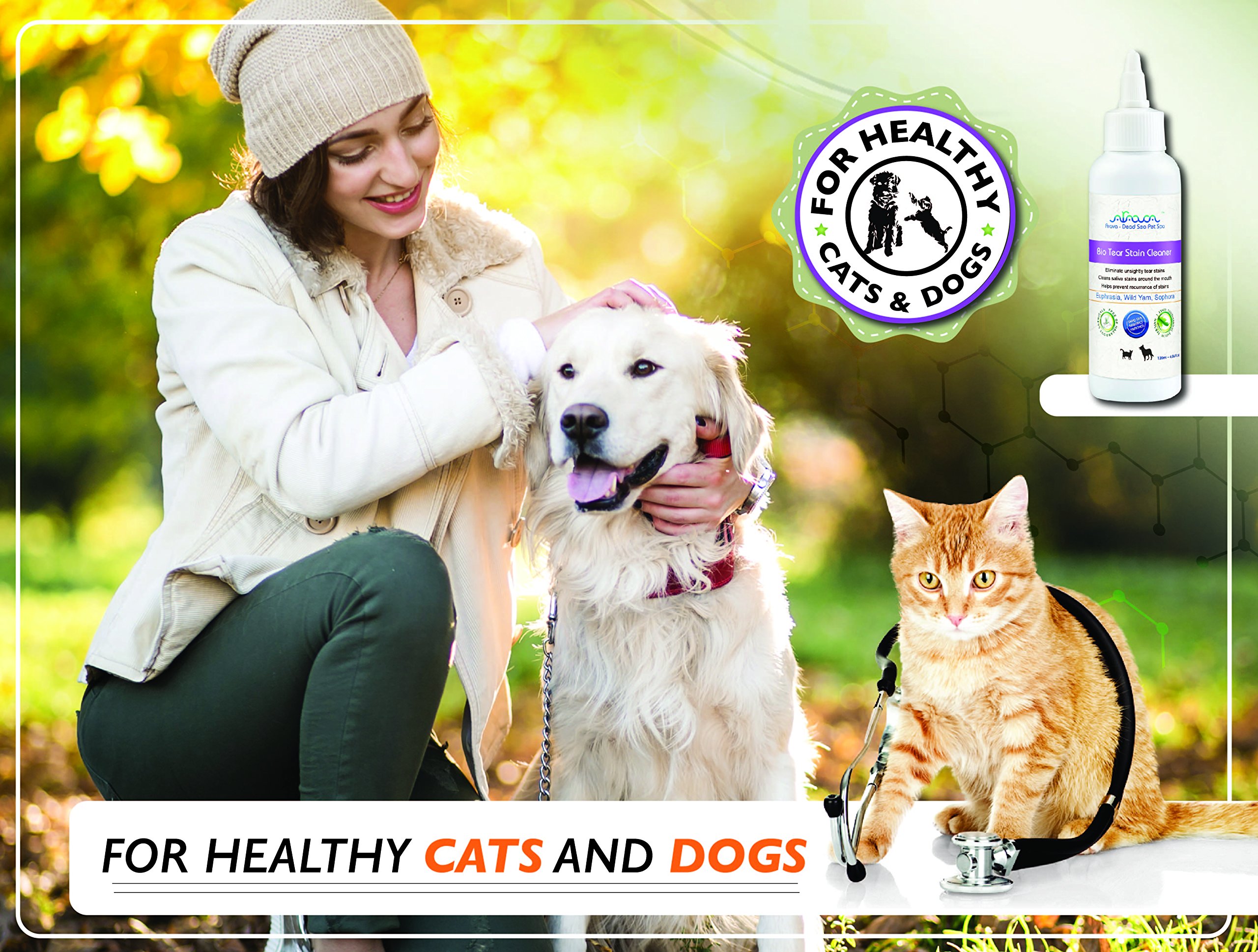Arava Natural Tear and Stain Remover for Dogs and Cats - Effective Solution with 26 Dead Sea Minerals, Removes and Prevents Eye and Saliva Stains