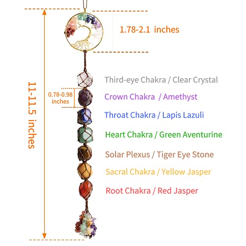 7 Chakra Stone Healing Crystal Tree of Life Wall Hanging Home Interior Decoration,Window Decoration,Yoga Meditation