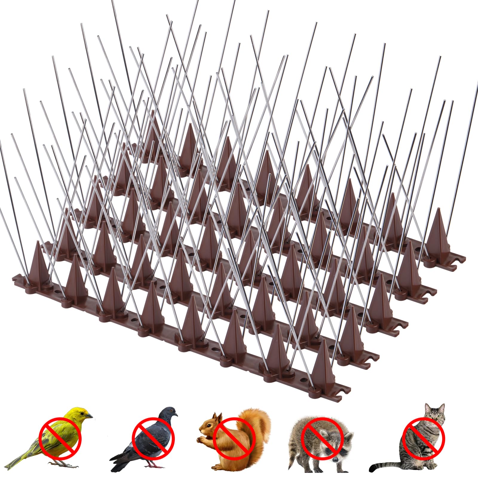Aeibxiy Bird Spikes, 5 Pack Bird Deterrent Spikes for Outdoor, Plastic Bird Spike for Small Bird Cat Squirrel, Pigeon Spikes for Fence Roof and Wall
