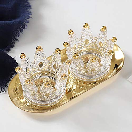 Lemonadeus Beauty Blender Holder Makeup Sponge Holder Crown Glassware Stand Storage Powder Puff Display Stand(2 Pack) (1 gold and 1 clear)