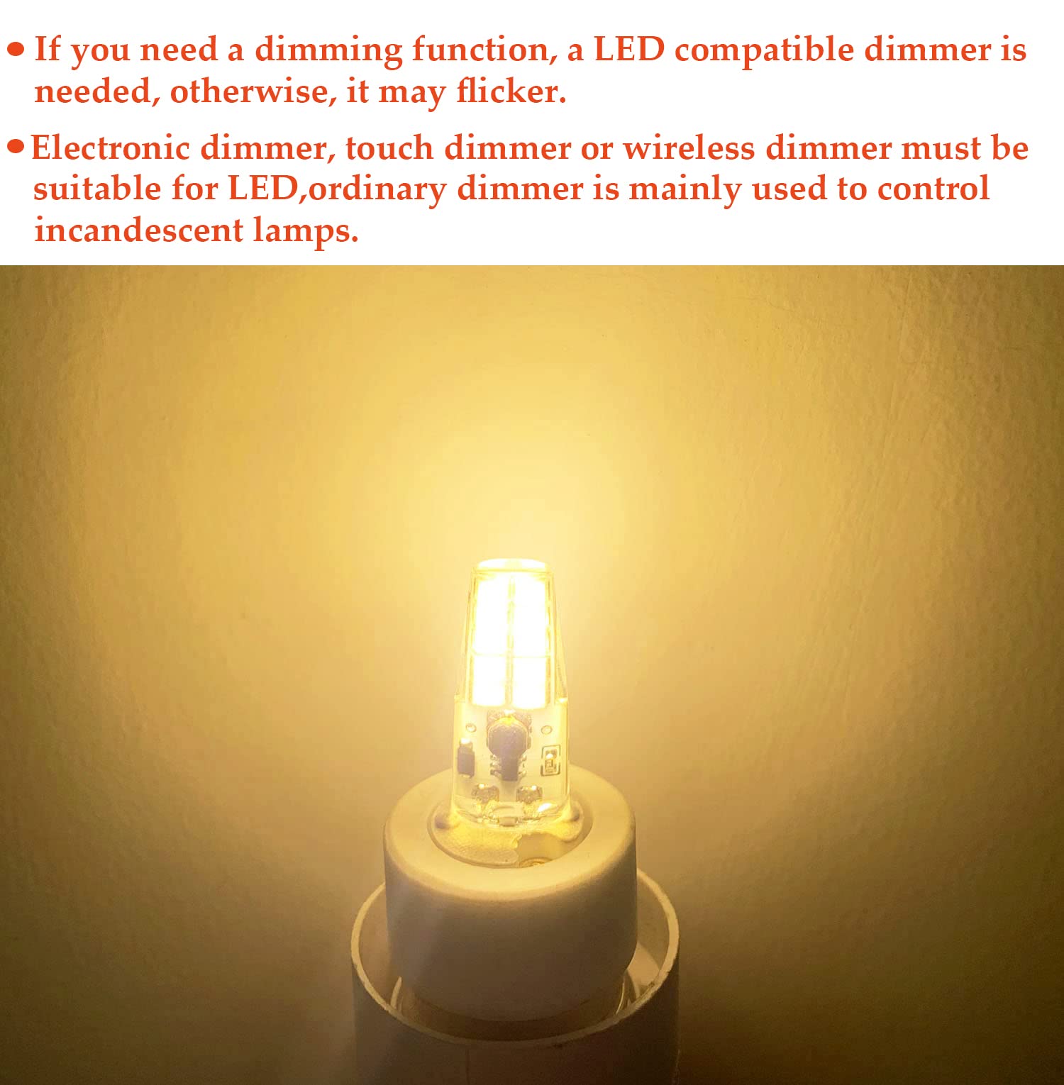 Dimmable G4 LED Bulb 12V 24V JC Tybe, 20-30W T3 G4 Halogen Equivalent,2700K Warm White, G4 Bi-Pin Base, 300LM, Chandelier Lighting/Landscape Lighting/Microwave Lighting 10pcs