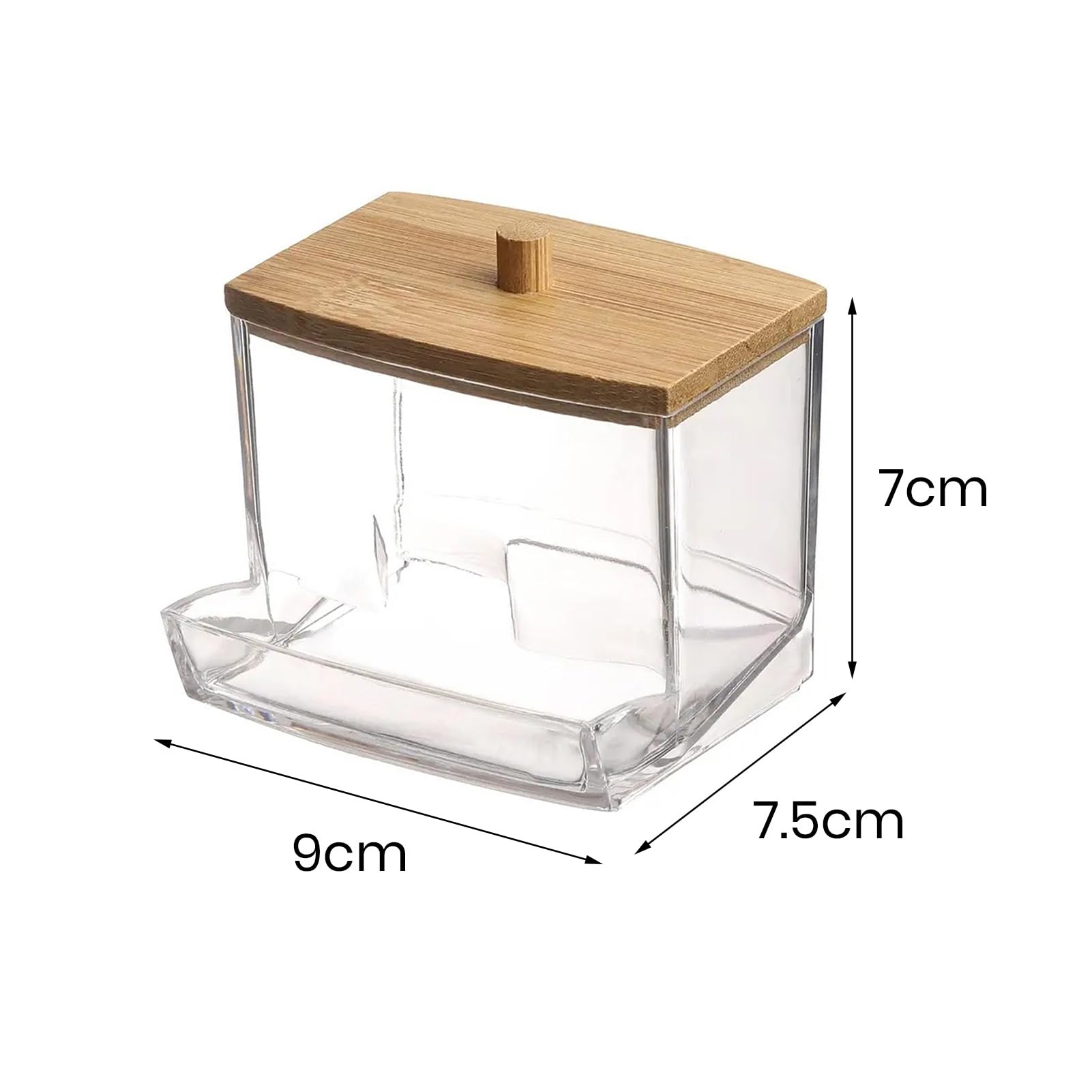 Generic Qtip Holder Dispenser with Bamboo Lids - 10 oz Clear Plastic Apothecary Jar Containers for Vanity Makeup Organizer Storage - Bathroom Accessories Set for Cotton Swab, Ball, Pads, Floss Clear
