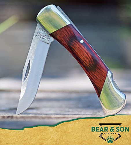 Bear & Son 205R Rosewood Midsize Lockback Knife, 3 3/4-Inch