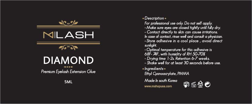 M|LASH Premium Eyelash Glue - Lash Extension Glue with 6-7 Weeks Retention, 1-2 Second Dry Time, 5ml - Volume & Classic Eye Lash Glue for Professional Use Only