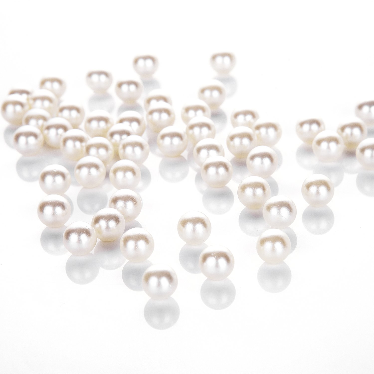 Makeup Beads for Brushes, Art Faux Pearls, HBlife 1100-Piece Round Pearl Beads to Hold Makeup Brush, Lipstick, Mascara, Eyeliner, 8mm (Beige)