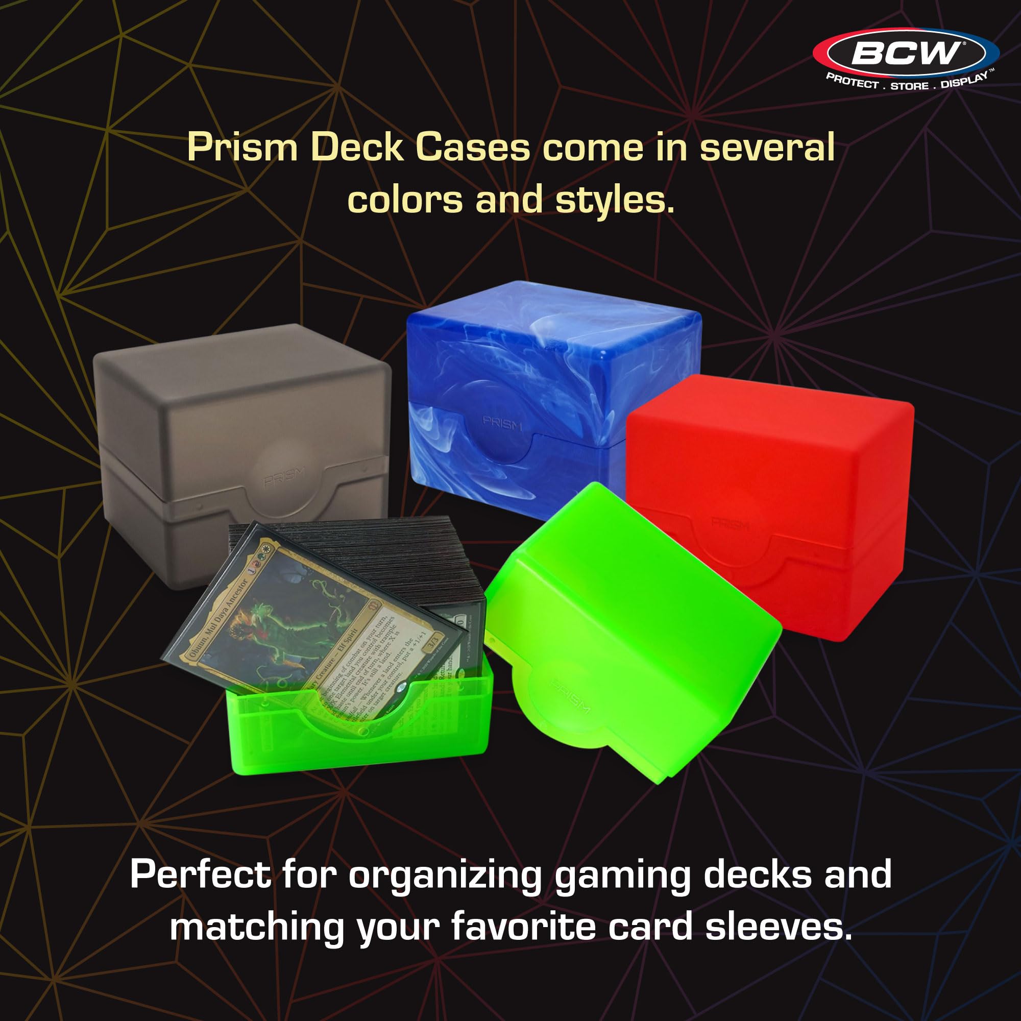 BCW Spectrum Prism Deck Case - Umbrella Black - 1 ct | Secure Snap Closure Card Deck Case | Fits 100 Double-Sleeved Cards | Trading Card Deck Storage Ideal for Magic the Gathering, Pokemon, and More