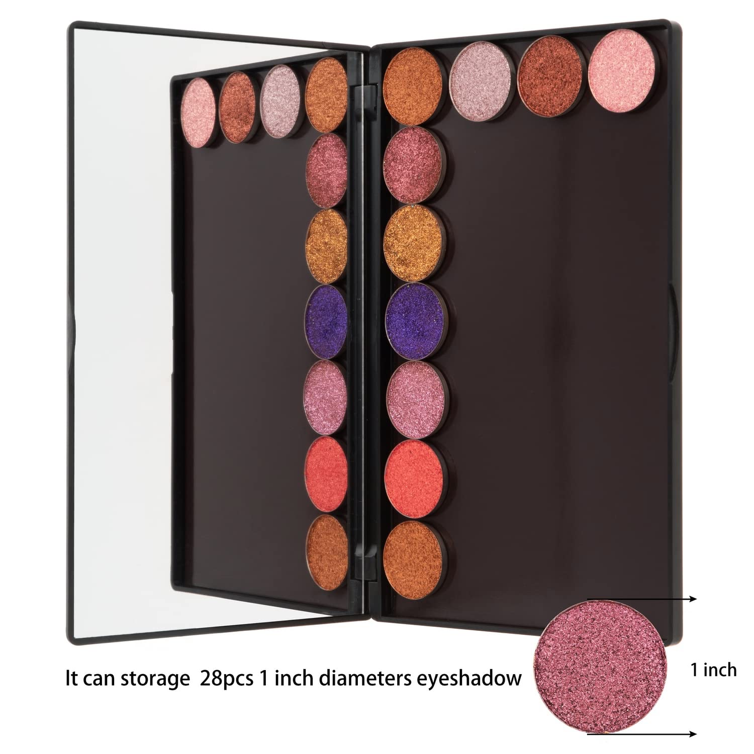 Allwon Medium Empty Magnetic Plastic Eyeshadow Makeup Palette with 15Pcs Adhesive Empty Palette Metal Stickers for Eyeshadow Lipstick Blush Powder