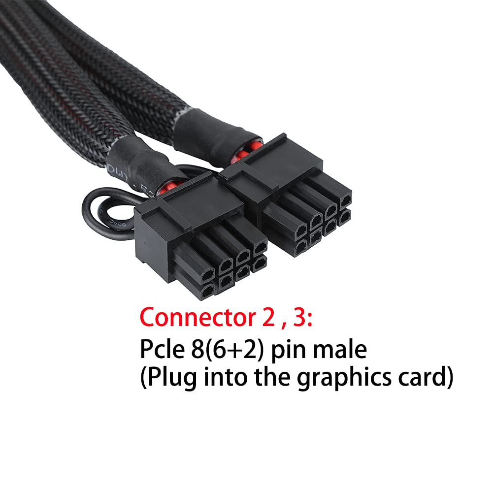 HuDieM PCIe 6 Pin to Dual 8 (6+2) Pin Splitter - GPU VGA Y-Splitter Extension Cable Mining Video Card Power Sleeved Connector Graphics Card PCI Express Power Supply Adapter - 6 Packs