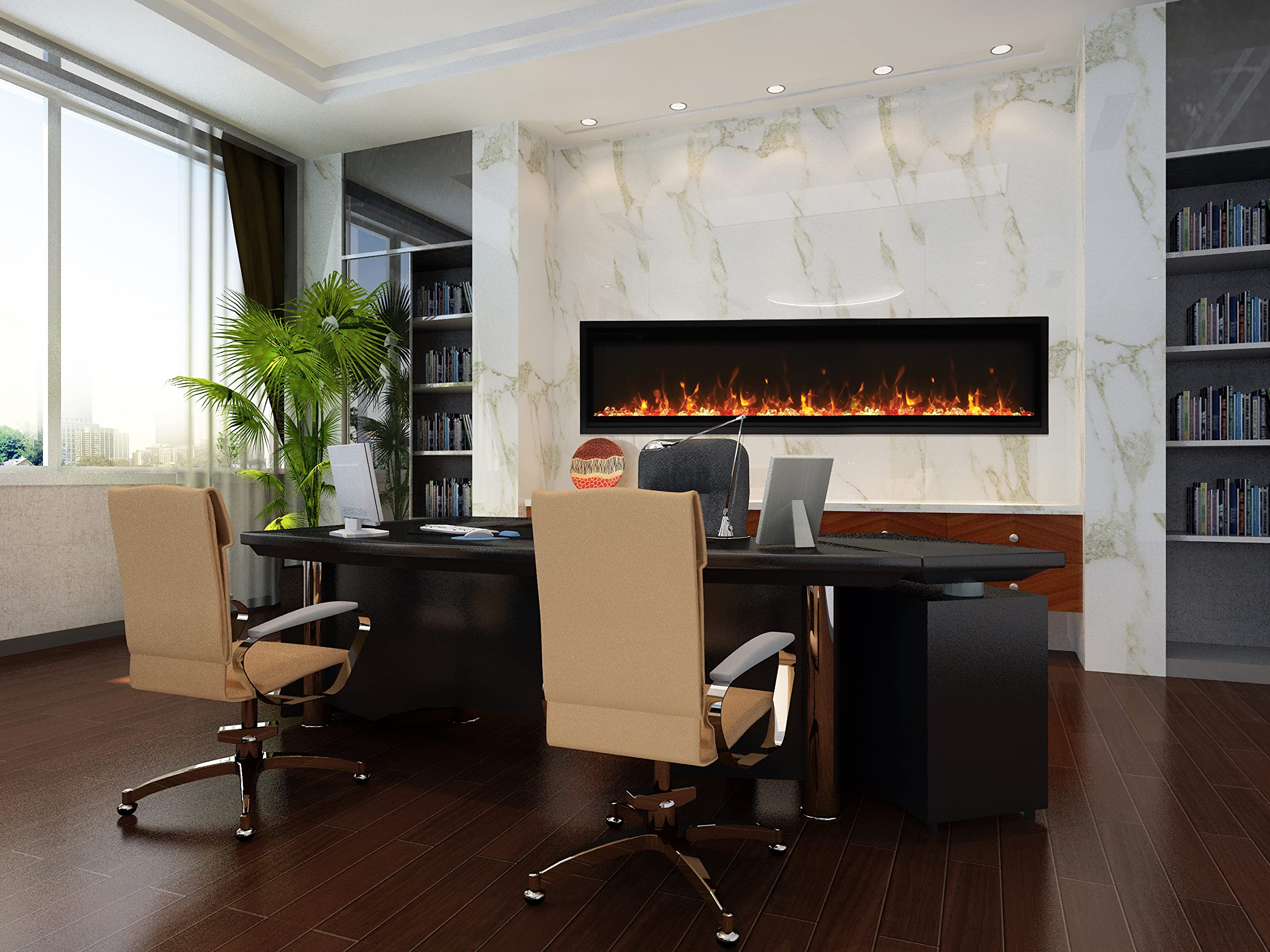 Amantii 72" Panorama Slim Indoor/Outdoor Electric Built-in Fireplace