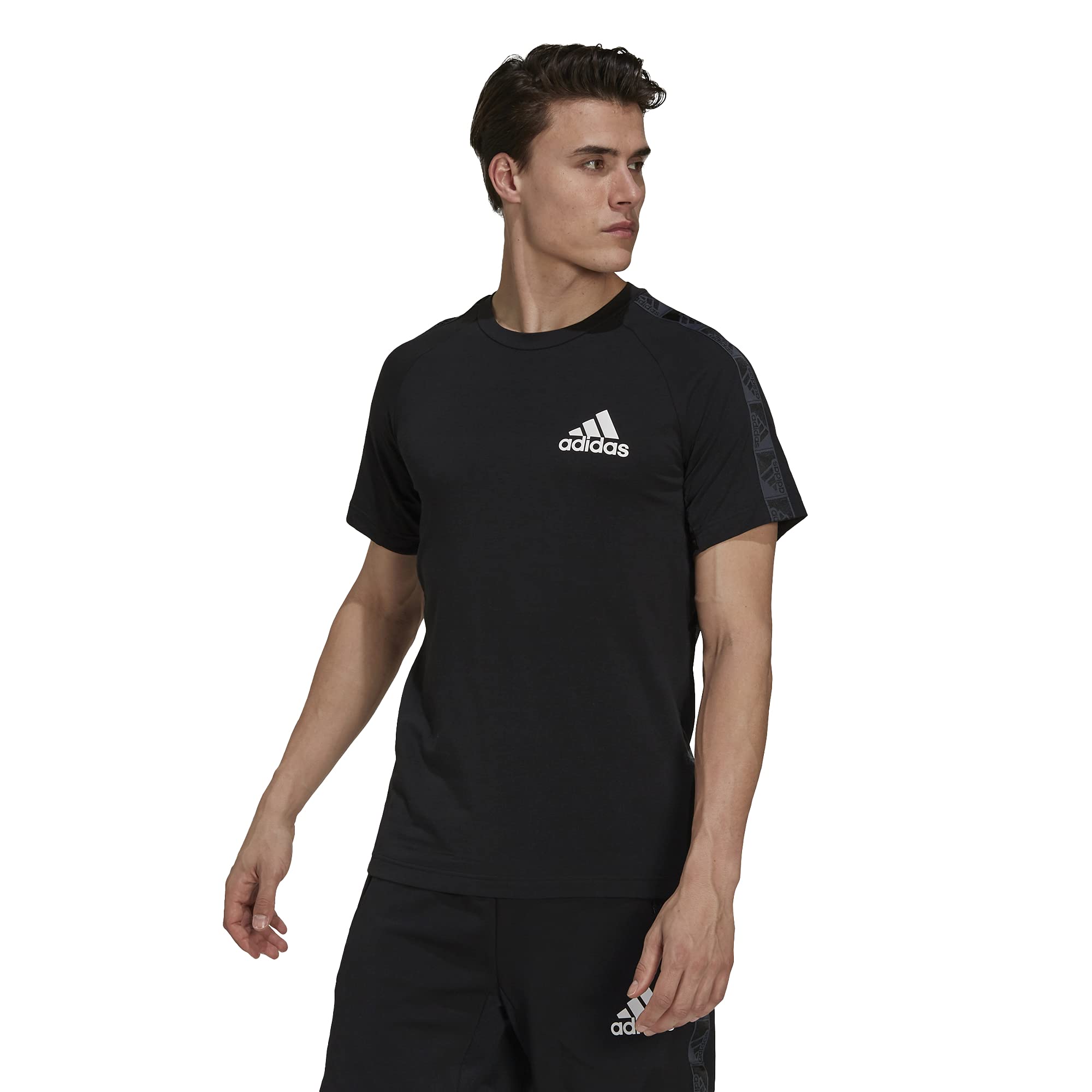 adidas Men's Designed 2 Move Sport Motion Logo T-Shirt, Black/White Large