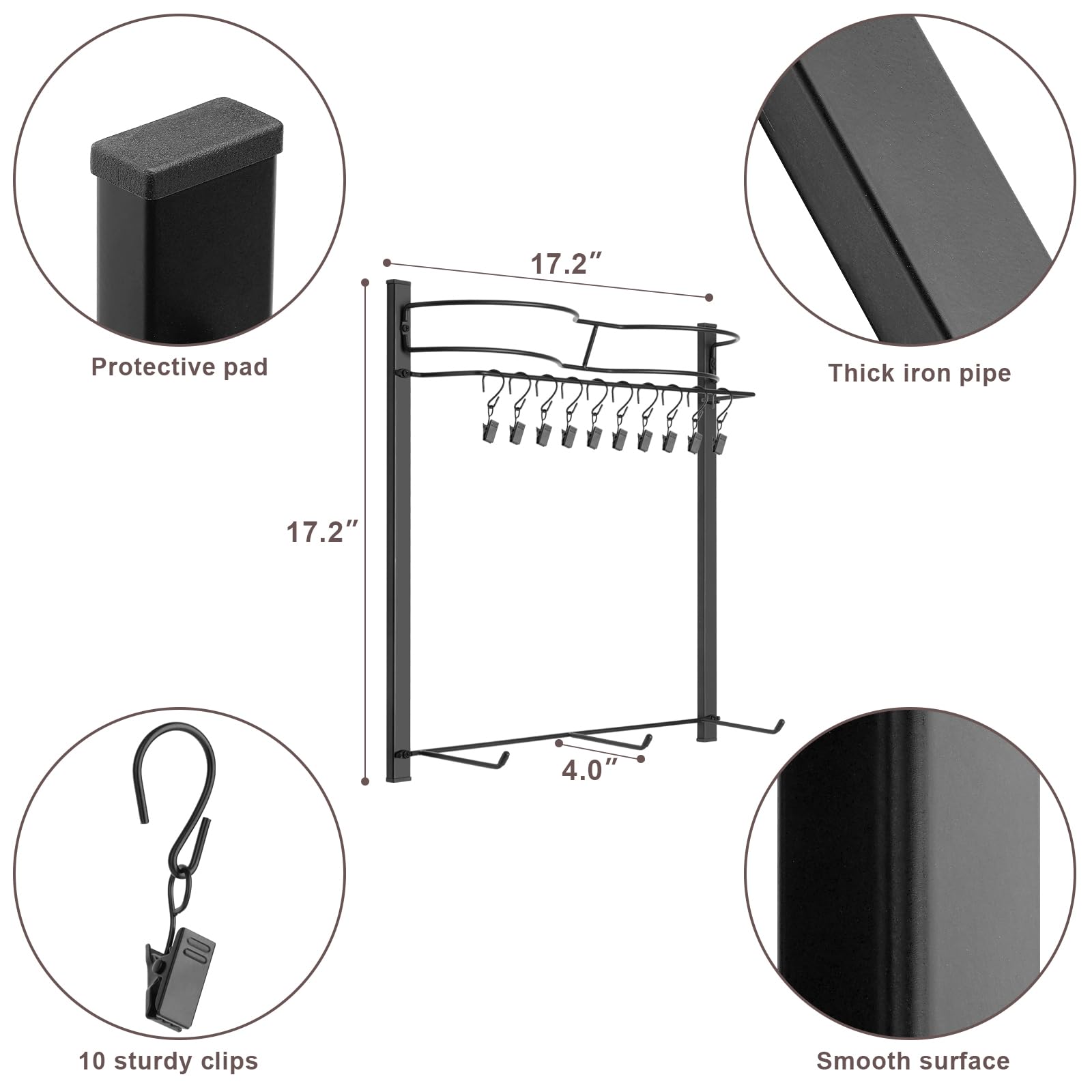 HYDERMUS Hat Rack for 45 Baseball Caps with 10 Clips 3 Tier Hat Organizer for Wall Multi-functional Hat Hanger Metal Hat Holder at Closet Bedroom Entryway Gift for Men Boy Teen