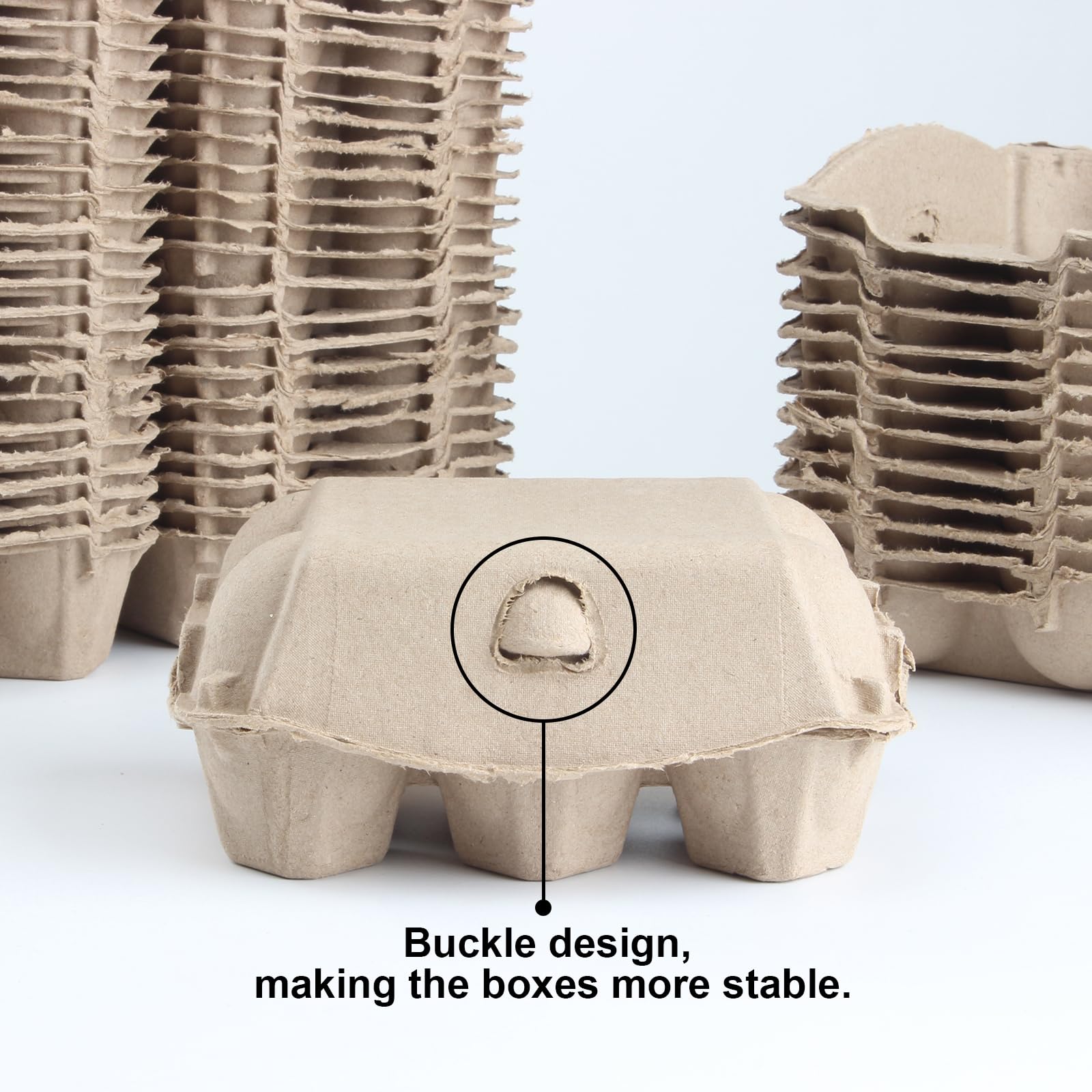 KCGANI 40 Pack Half Dozen Egg Cartons Pulp Paper Blank Egg Organizer, Reusable Light Brown Cardboard Buckle Egg Tray Holds Up to 6 Eggs Holder Container for Storage, Market, Farm
