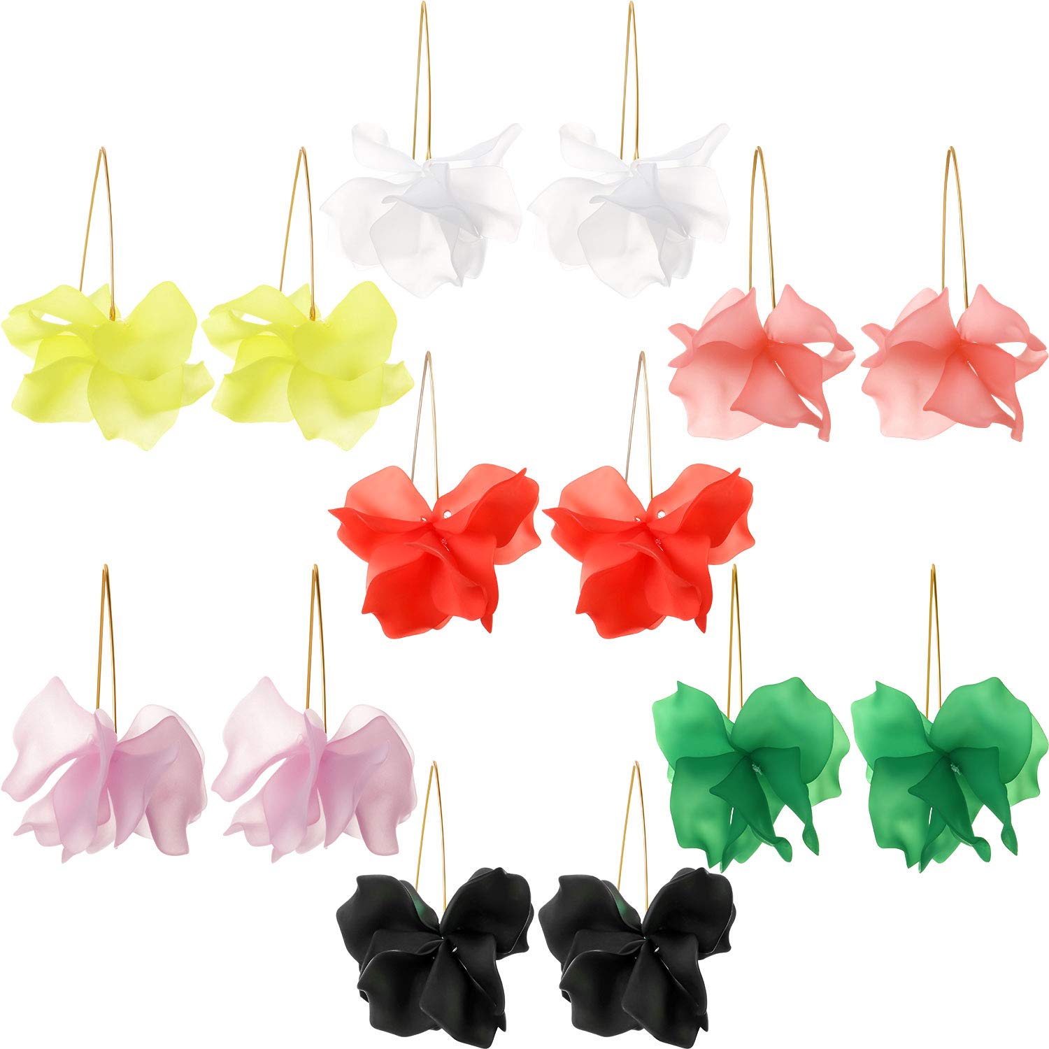 7 Pairs Flower Floral Earrings Flower Hoop Drop Earrings Acrylic Dangle Earrings for Women