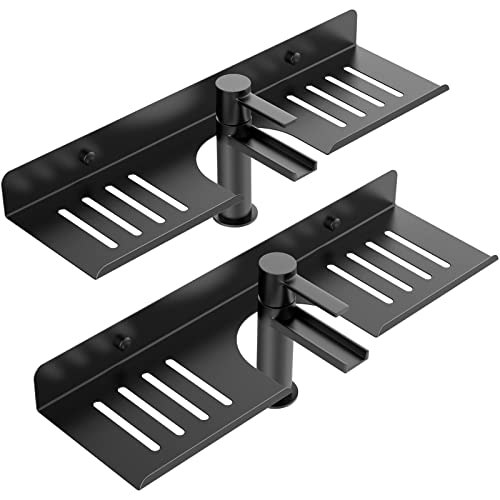CAXIMSY Wall Mounted Floating Metal Shelf Strip Bathroom Shelf Wall Mount Shelves Space Saving Rustproof Extra U-Shaped Strong Faucet Shelves Storage Shelf (Black, 15.74In（40CM）)