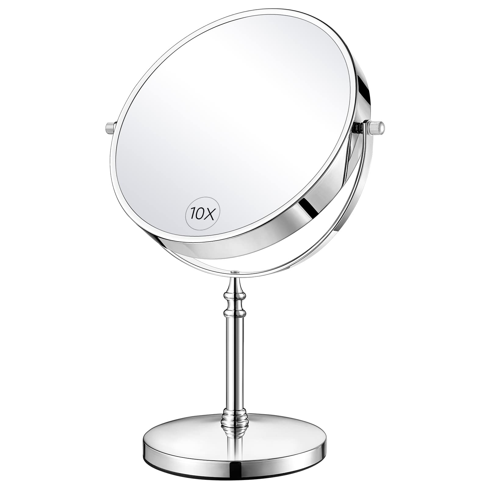 KEDSUM 1X/10X Magnifying Makeup Mirror, 8 Inch Large Table Mirror with Stand, Personal Makeup Mirror with Magnification, Double Sided Vanity Mirror with 360° Rotation, Detachable Base