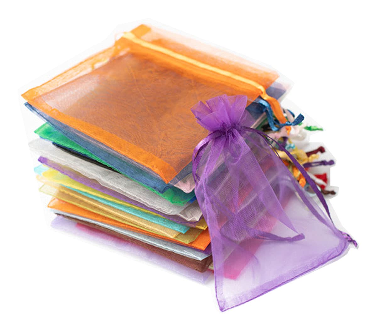 Daszui 60Pcs Organza Bags 8x12 Inches Mixed Color with Drawstring, Jewelry for Wedding Parties Party, Toy Candy Gift Bags, (8x12 inches, Mixed Color)
